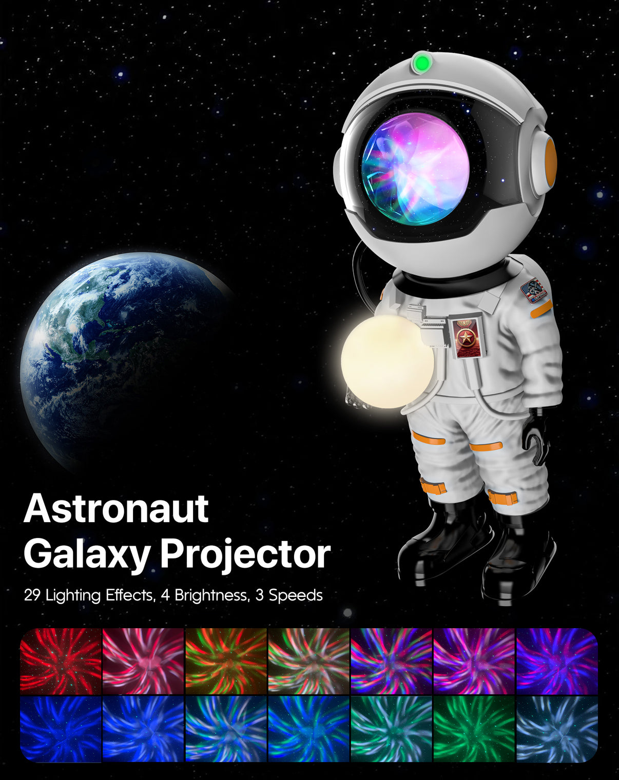 Rossetta Astronaut Galaxy Projector , Star Projector for Bedroom, LED ...